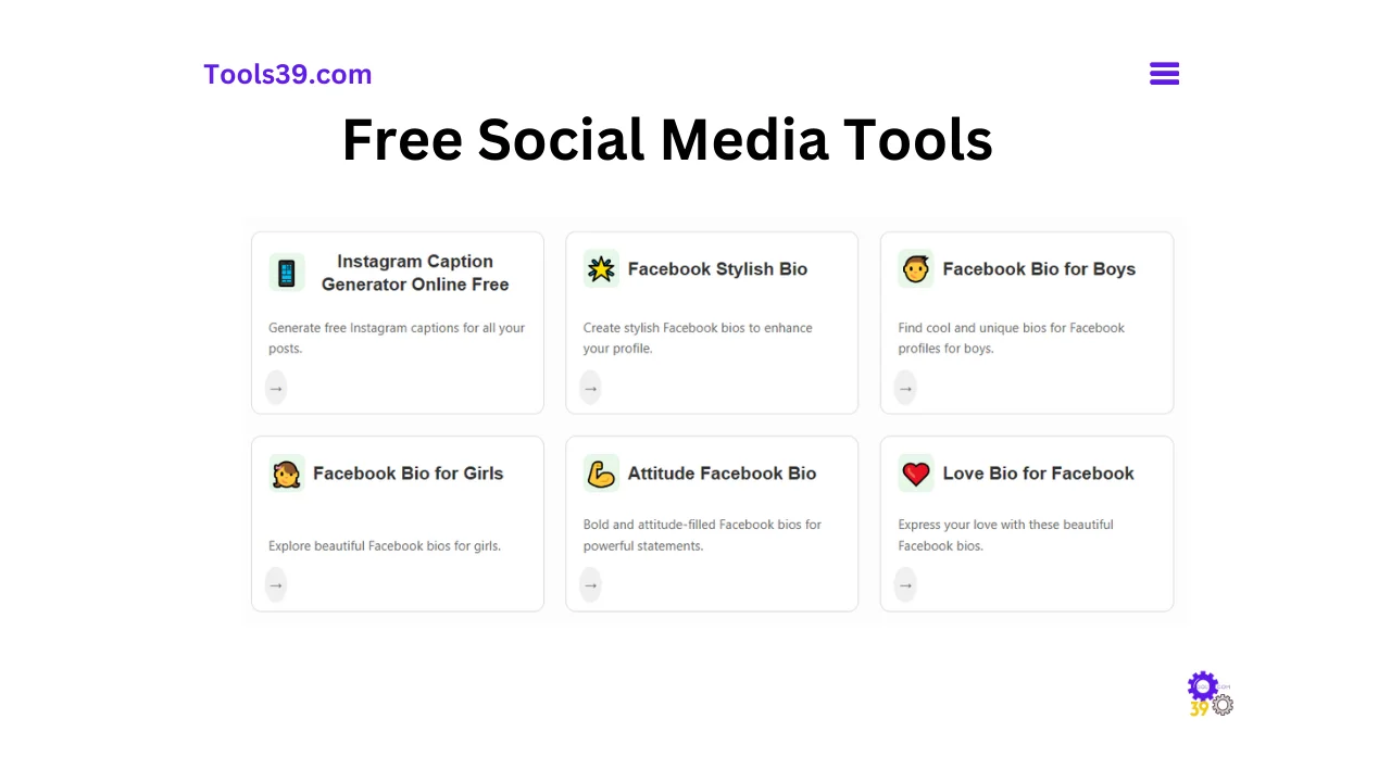 Free Social Media Tools - 2025 Tools39.com