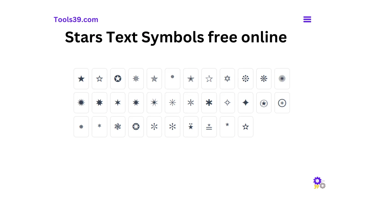 Stars Text Symbols free online - Tools39.com